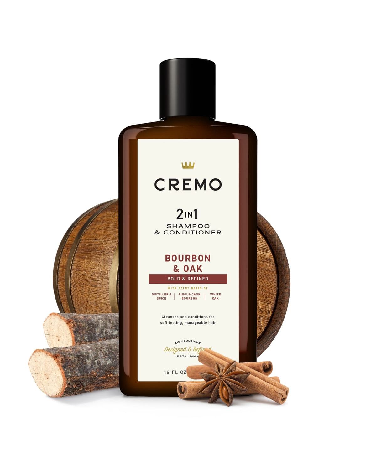 Quality 2-in-1 Bourbon & Oak Shampoo & Conditioner for Men | Cremo